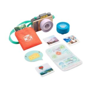 fisher-price click away camera set, 10-piece pretend photography set for preschool kids ages 3 years and up