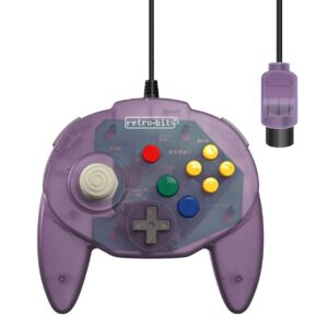 retro-bit tribute 64 wired n64 controller for nintendo 64 - original port - (atomic purple)