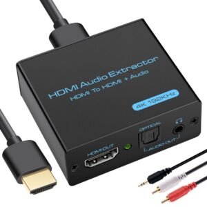 vpfet hdmi audio extractor 4k hdmi to optical 3.5mm aux audio adapter splitter converter support hdcp digital dts 5.1 pcm