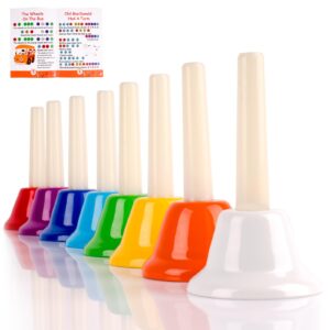 handbells, hand bells set 8 note musical bells with colorful songbook for toddlers children kids adults school church classroom wedding, by vangoa