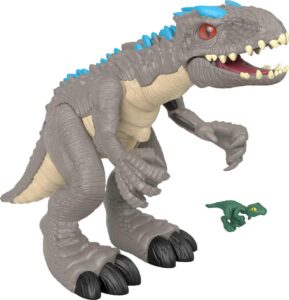 fisher-price imaginext jurassic world dinosaur toy thrashing indominus rex figure set for pretend play preschool kids ages 3+ years