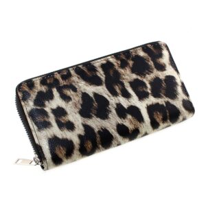 minminbox leopard/zebra print pu leather wallet cash coin long/short purse card holder for women & girls (long style#3)