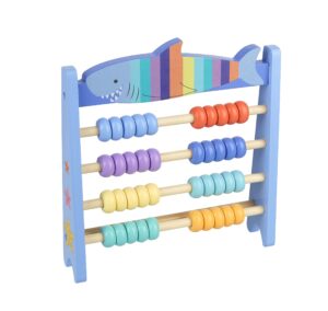 orange tree toys shark wooden abacus | hand painted colorful wooden educational puzzle toy for toddlers 3+, sustainably made, perfect for learning math and practicing counting