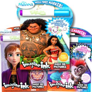 imagine ink magic pictures coloring activity books set - moana, trolls world tour & frozen ii