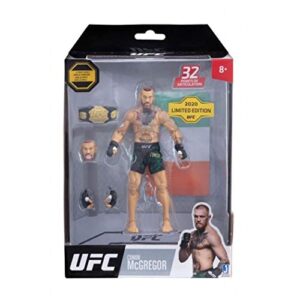 ufc ultimate series limited edition conor mcgregor, 6 inch collector action figure - includes alternate head and gloved hands, fight shorts, belt and irish flag accessory