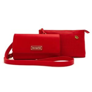 loungefly red pin trader crossbody bag