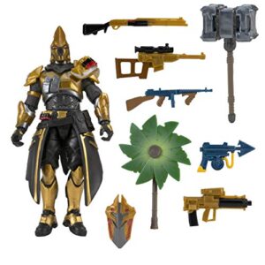 fortnite ultima knight hot drop figure - 4 inch action figure with 25+ points of articulation - includes vanquisher harvesting tool, palm leaf umbrella glider, dragoncrest back bling, 5 weapons