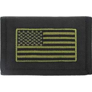 usa flag wallet - united states of america flag subdued - embroidered logo heavy duty trifold nylon wallet - 3.5" x 5"