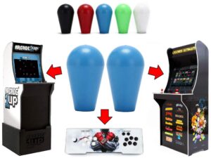 alvatron set of 2 joystick bat tops for arcade1up, atgames legends ultimate arcade, pandora's box (black/white)