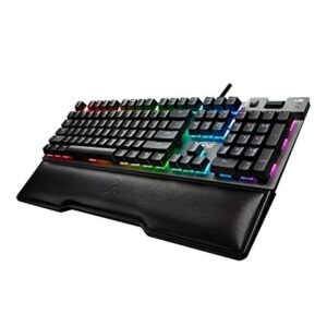 xpg summoner mechanical rgb gaming keyboard: cherry mx red linear switches - sandblasted aluminum frame - usb passthrough - mechanical scroll wheel - included wrist rest - black