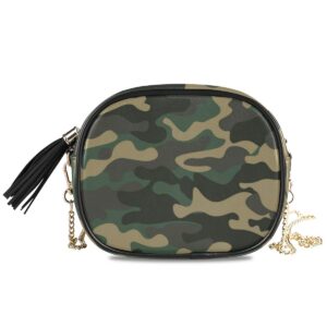 alaza camouflage military cross body fashion chain bag single shoulder pu leather purse for women girls