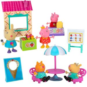 peppa pig family beach day playset, 13 pieces - includes family character figures, accessories & bonus mystery friend - summer toy gift for kids - ages 2+