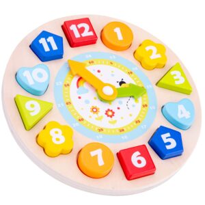 new classic toys wooden multi clock puzzle for toddlers 2 years and up educational toys and color perception toy for preschool age toddlers boys girls