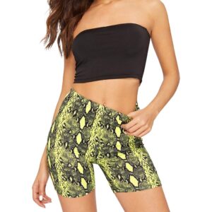 shakumy women snakeskin print biker shorts high waist summer active gym workout sports yoga shorts leggings skinny hot pants