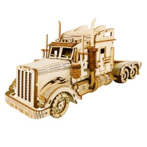 rowood model car kit to build,3d wooden puzzle, scale mechanical vehicle model building kits, best toys gift for adults & teens - heavy truck