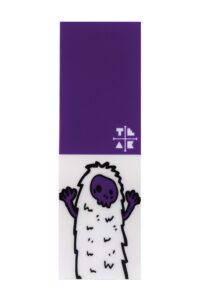 teak tuning fingerboard deck graphic, purple yeti - adhesive graphics to customize your 35mm fingerboard deck - 110mm long, 35mm wide, 0.2mm thick - waterproof vinyl - includes mini file