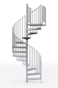 mylen stairs reroute galvanized exterior 60in diameter, fits height 136in - 152in, 2 36in tall platform rails spiral stair kit