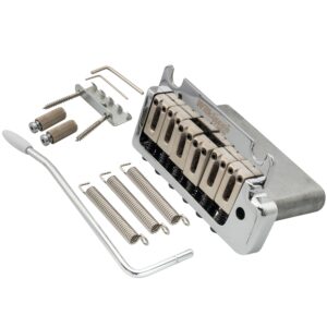 wilkinson 52.5mm (2-1/16 inch) full block st guitar tremolo bridge pop-in arm 2-point for american standard or professional fender strat, chrome