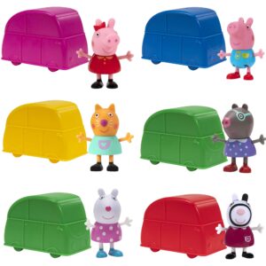 peppa pig car surprise blind, 6 pack - collectible mini figures and cars, chosen at random - includes 1 exclusive mystery figure inside each pack – toys for kids - amazon exclusive