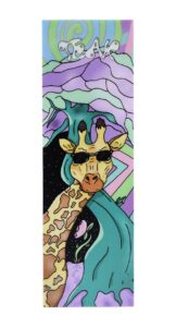 teak tuning fingerboard deck graphic, graffiti giraffe - adhesive graphics to customize your 35mm fingerboard deck - 110mm long, 35mm wide, 0.2mm thick - waterproof vinyl - includes mini file