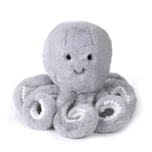 lambs & ivy ocean blue plush gray octopus stuffed animal toy - inky