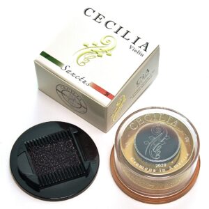 cecilia 'sanctus' rosin for violin, rosin specially formulated violin rosin for violin bows with included rosin spreader (full cake)