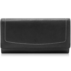 leather clutch rfid wallets for women - big womens wallet accordion purse organizer zip coin pouch gifts for women