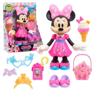 disney junior sweets & treats minnie mouse, interactive 10-inch doll with lights, sounds, and accessories, officially licensed kids toys for ages 3 up, amazon exclusive