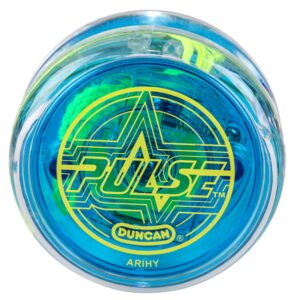 duncan toys pulse led light-up yo-yo, intermediate level yo-yo with ball bearing axle and led lights, clear/blue