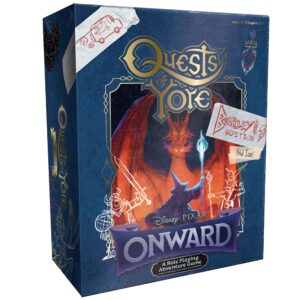 quests of yore: barley's edition | role playing board game featured in disney pixar onward film | officially licensed pixar game | featuring rpg elements with quest master & d4, d6, d8, and d12 dice