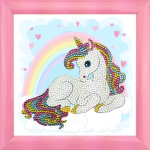 craft buddy crystal art cafbl-4 unicorn rainbow, 16x16cm frameable crystal art