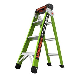 little giant ladders, king kombo, professional, 4 ft. a frame, 7 ft. extension, fiberglass, type 1aa, 375 lbs weight rating, (13470-001)