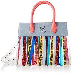 loungefly x birds of prey harley quinn caution tape fringe crossbody bag (one size, clear/multi)