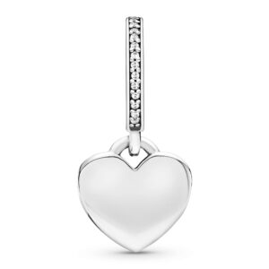 pandora heart dangle charm - compatible with pandora moments bracelets - jewelry for women - made with sterling silver & cubic zirconia