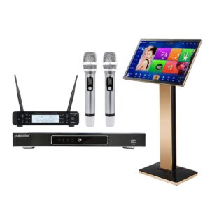 2021 karaoke system, with wireless mic, 22'' capacitive touch screen free cloud download function, 4k output