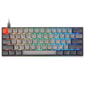 yunzii sk61 black hotswap mechanical gaming keyboard with optical switch, rgb, programmable customizable keyboard (gateron red switch, black 61 keys)