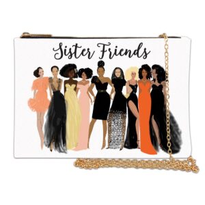 african american expressions - chain purse, sister friends nicholle kobi, 10 x 7 inch, 6 inch extension cable included, sp-02