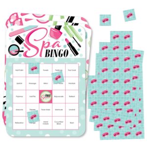 big dot of happiness spa day - bingo cards and markers - girls makeup party bingo game - set of 18