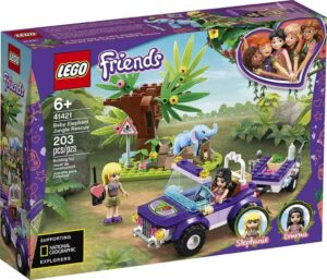 lego friends baby elephant jungle rescue 41421 adventure building kit; animal rescue playset that comes with a toy truck and trailer, plus friends emma and stephanie (203 pieces)