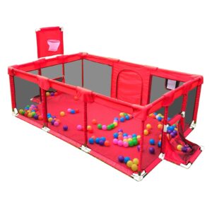 gaorui large kids baby ball pit - portable indoor outdoor baby playpen toddlers children safety play yard fun activities popular toys (not includes balls) (red)