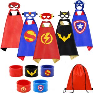 karazzo superhero capes set and wristbands kids costumes halloween christmas cosplay dress up for boys (5-pack capes set)