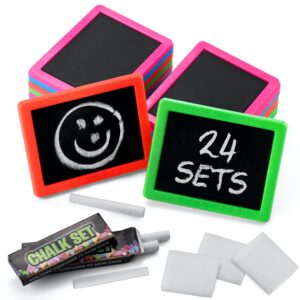 mini chalkboard for kids - (pack of 24) goodie bags stuffers for kids mini kids chalkboard each with 2 chalk sticks, and 1 eraser for boys and girls birthday party favors birthday goodie bags for kids