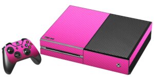 lidstyles vinyl protection skin kit decal sticker compatible with microsoft xbox one original console (pink carbon fiber)