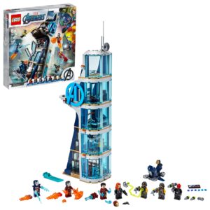 lego marvel avengers: avengers tower battle 76166 collectible building toy with action scenes and superhero minifigures; cool holiday or birthday gift (685 pieces)