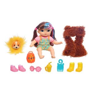 baby alive littles fantasy styles squad doll, little harlyn, safari accessories, straight brown hair toy for kids ages 3 years and up (amazon exclusive)