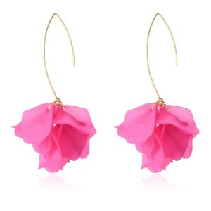 kelmall boho flower hoop earrings for women - lightweight bloom petal drop dangle earrings with jewelry box