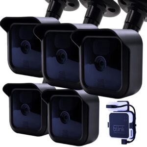 skyworld blink camera housing and wall mount bracket only for blink outdoor3 indoor/outdoor with sync module outlet.360° adjustable bracket and weather proof protective(black 5 pack)