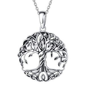 agvana sterling silver tree of life celtic knot dainty pendant necklace for women family tree necklace anniversary birthday gifts for women wife grandma her with velvet bag