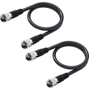 rfadapter rg8x jumper cable, 2 pack 2ft cb coax cable pl259 uhf connector 50 ohm low loss for ham radio, antenna analyzer, dummy load and swr meter