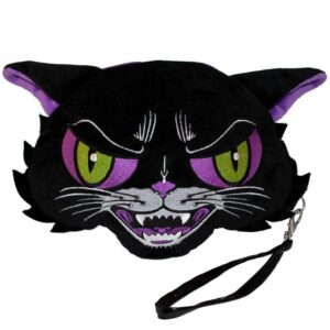 kreepsville 666 kattitude wristlet plush purse black